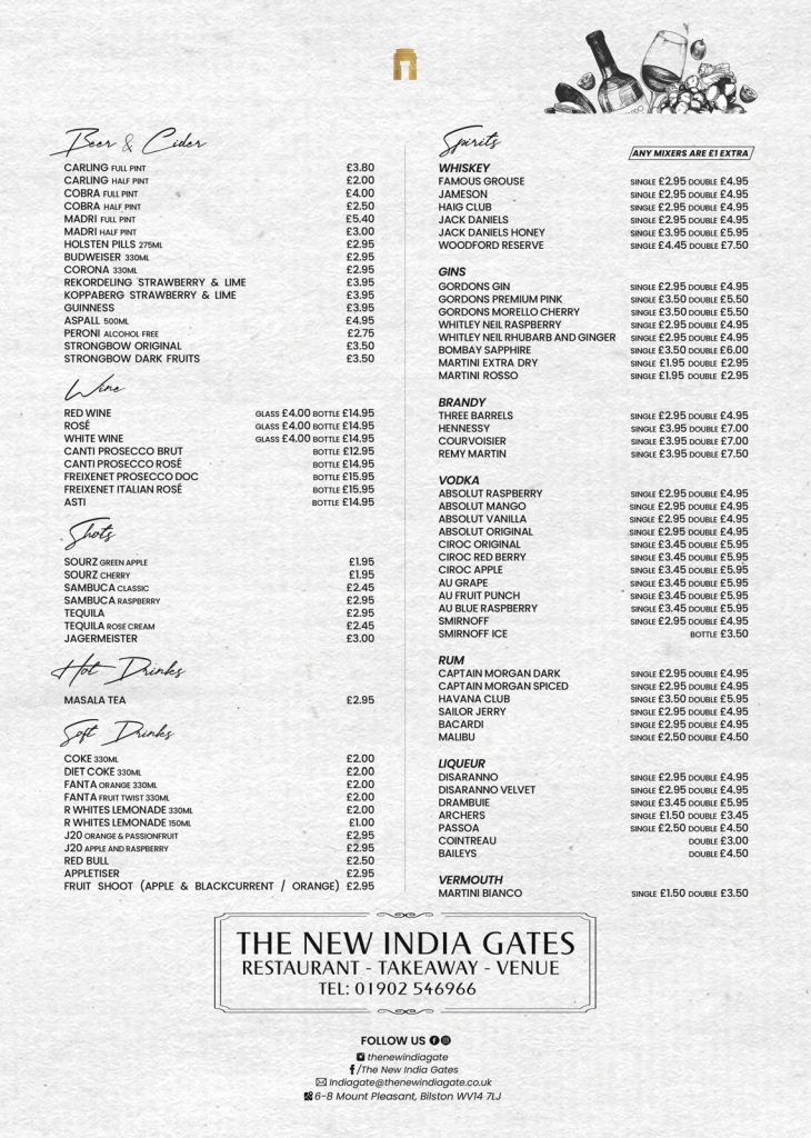 Menu - The New India Gates